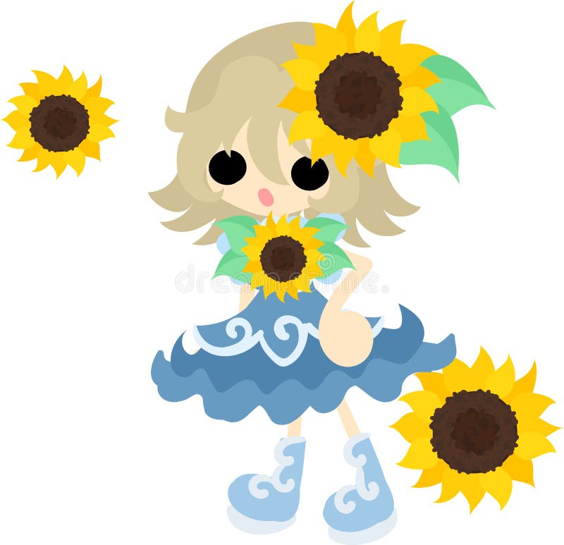 The Illustration of Sunflower Girl Stock Vector - Illustration of ...