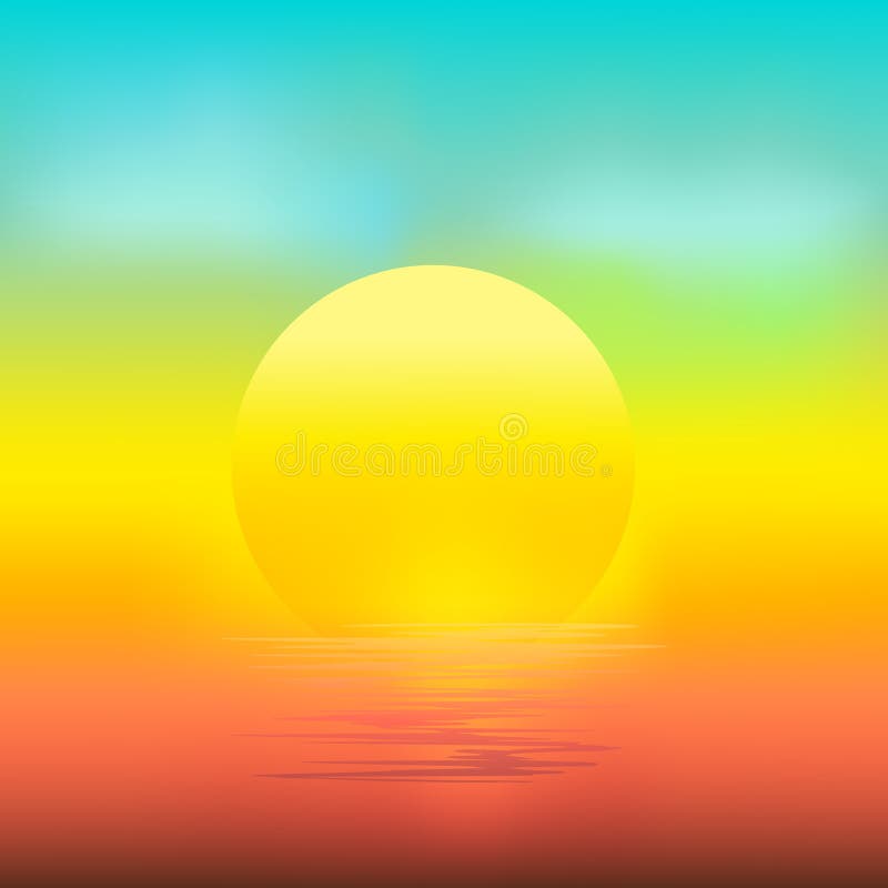 Illustration of a Sunny Sandy Beach at Sunset Stock Image - Image of ...