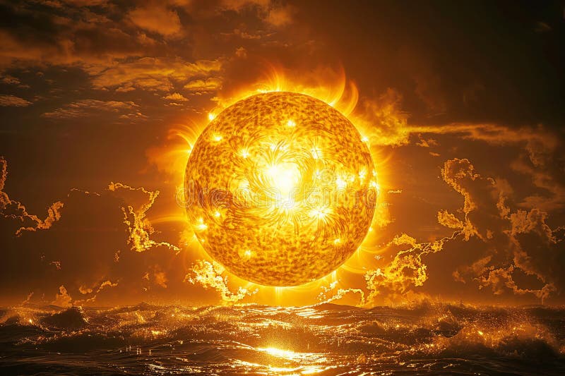 Sunset with Sun and Waves, Elements of this Image Furnished by NASA ...