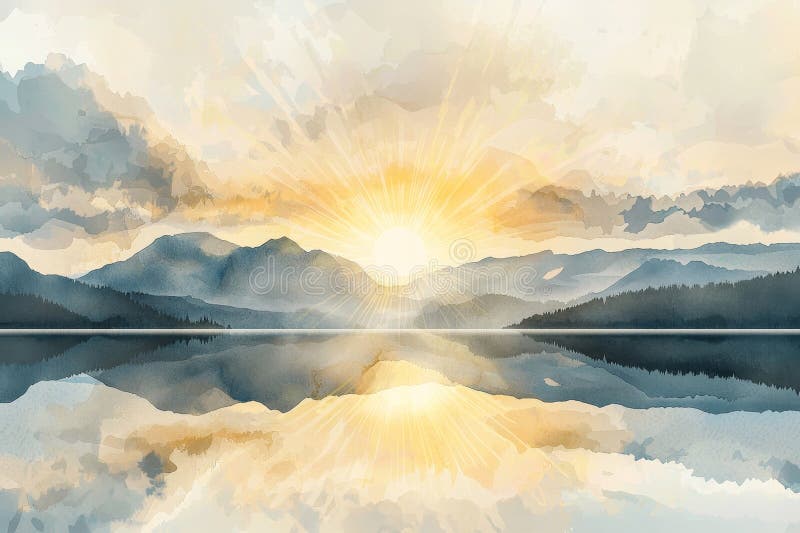 An Illustration of a Sunset or Sunrise Made with Generative AI, Digital ...