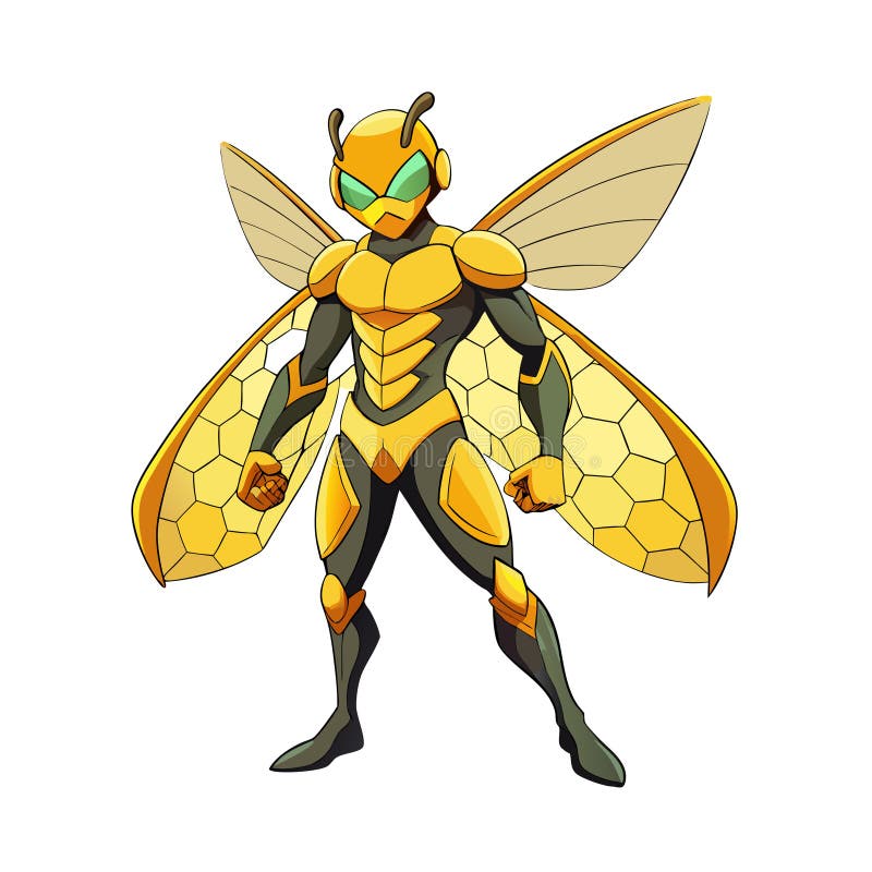 Bee Superhero Cartoon Character Illustration on a White Background ...