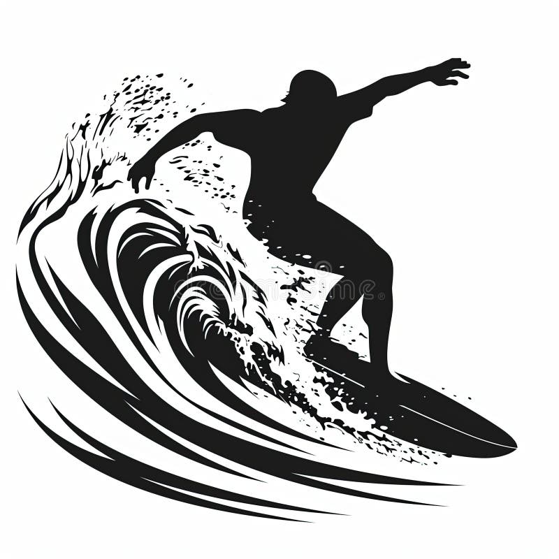 Illustration of Surfer Riding a Wave. Generative AI Stock Illustration ...