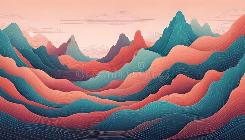 Abstract Landscape Illustration Features Undulating Stock Illustration ...