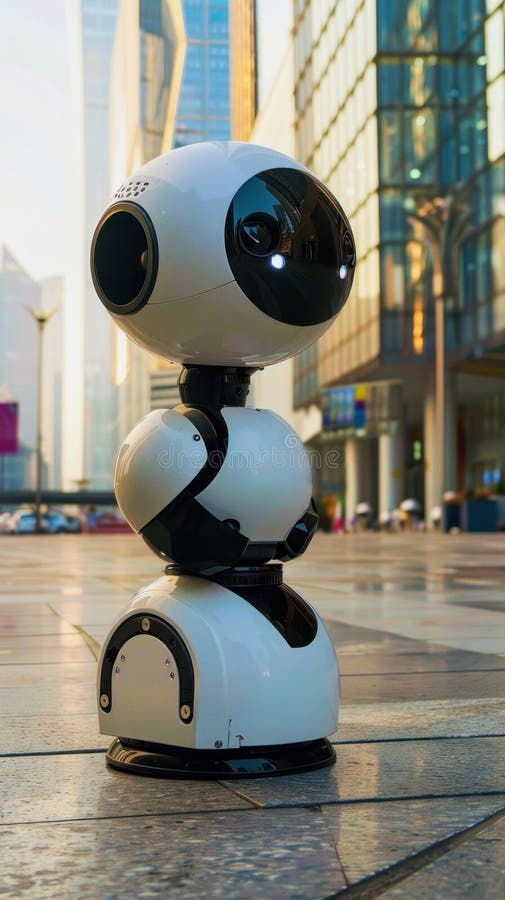 Illustration of a Surveillance Robot in a City Stock Image - Image of ...