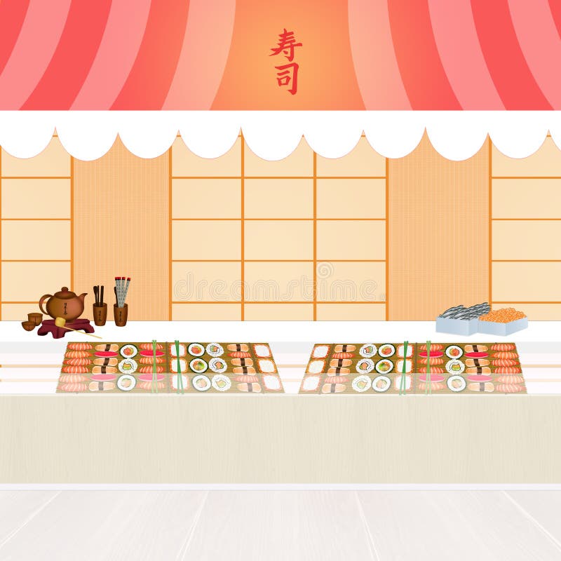 Sushi shop stock vector. Illustration of japanese, food - 3990688