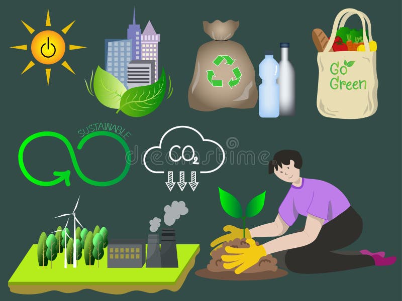 Illustration of Sustainable Energy Conservation Concept Stock ...