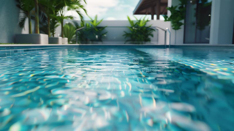 A View from the Pool stock illustration. Illustration of outdoor ...