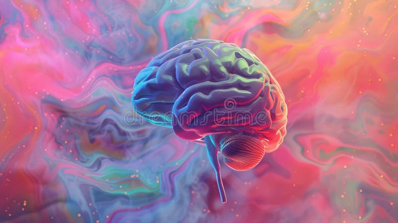 An Illustration of Swirling Brain Cell Galaxy Waving with Rainbow ...