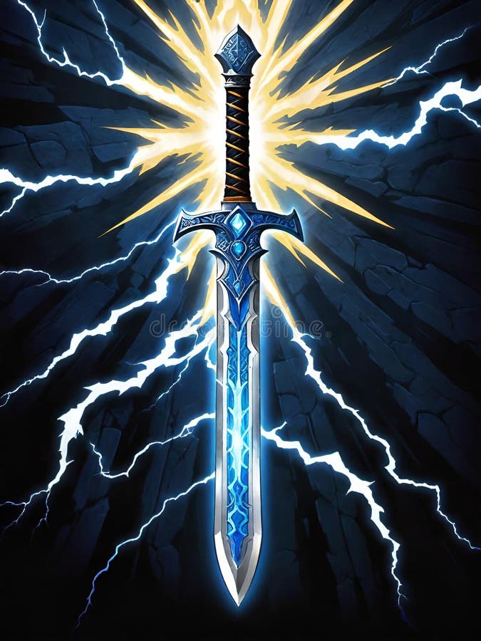 Illustration of a Sword in the Night Stock Illustration - Illustration ...