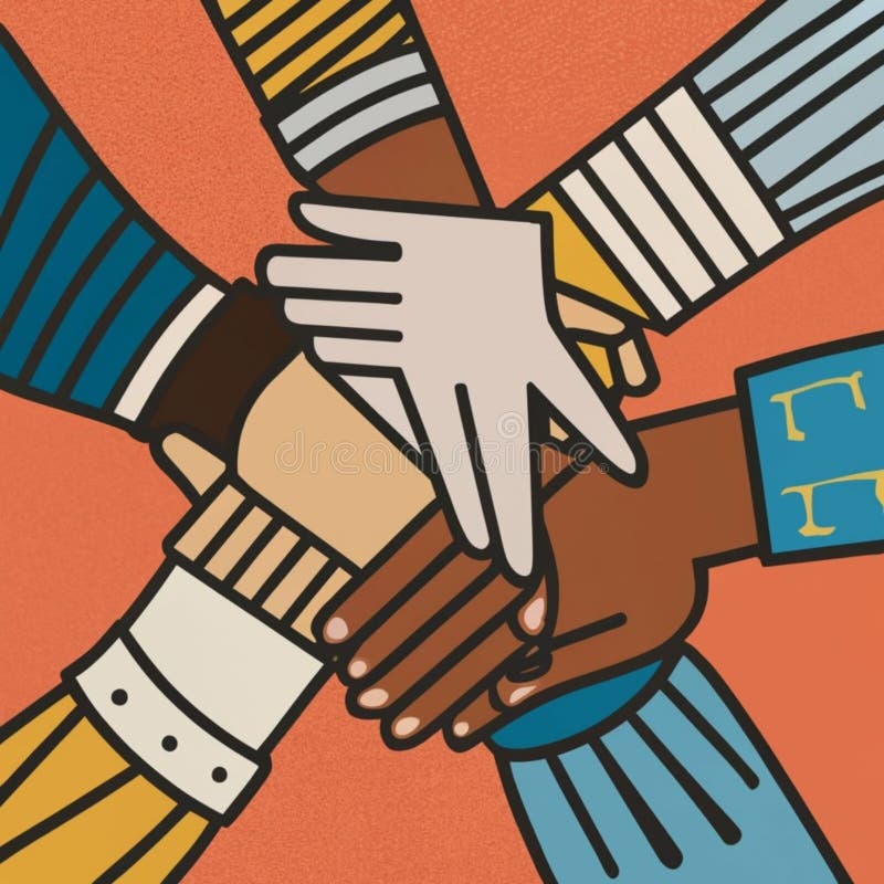 Illustration of a Symbolic Image of Clasped Hands, Representing Unity ...