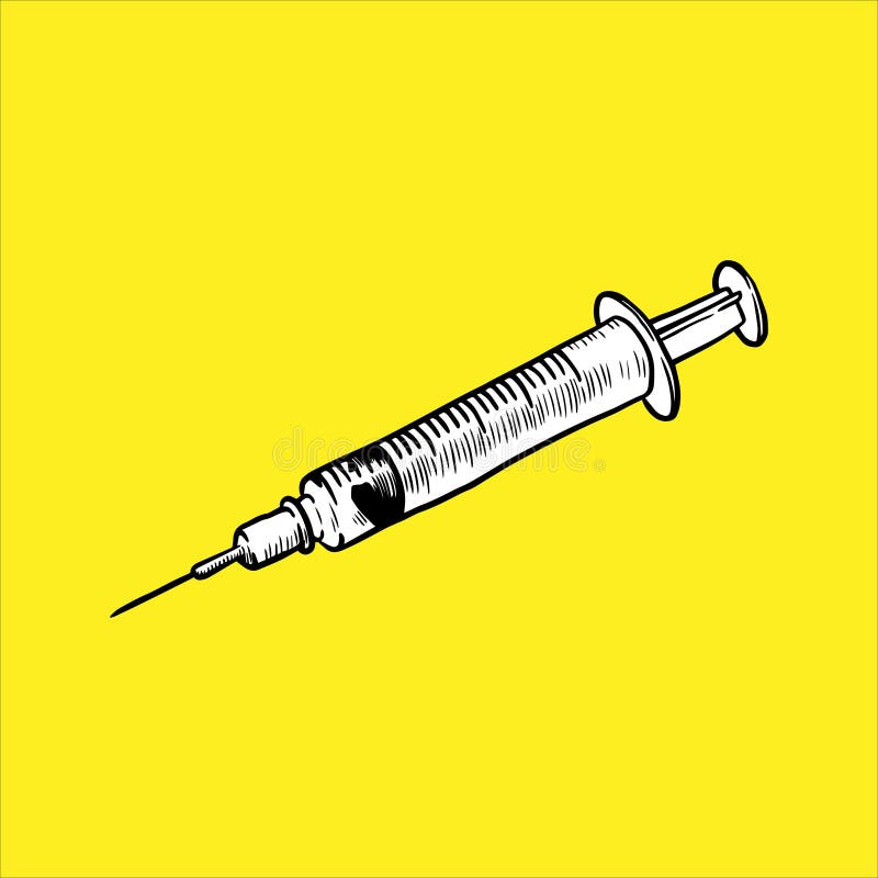 Illustration of Syringe. Hand Drawn Stock Vector - Illustration of ...