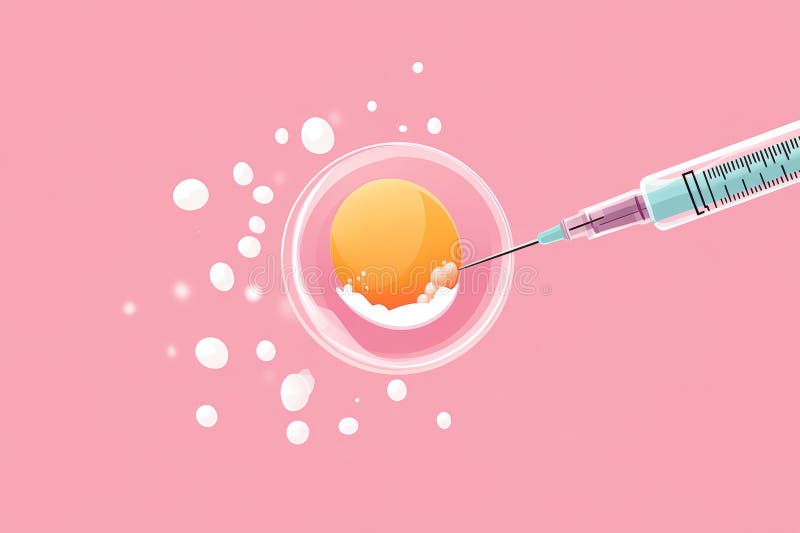 Illustration of a Syringe Injecting into an Egg during the in Vitro ...
