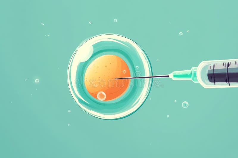 Illustration of a Syringe Injecting into an Egg during the in Vitro ...