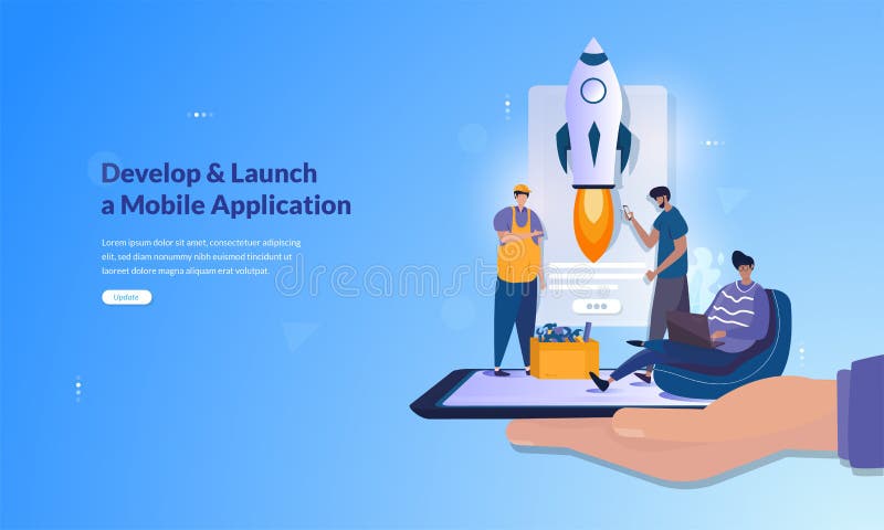 Illustration about Develop and Launch a Mobile Application Concept ...