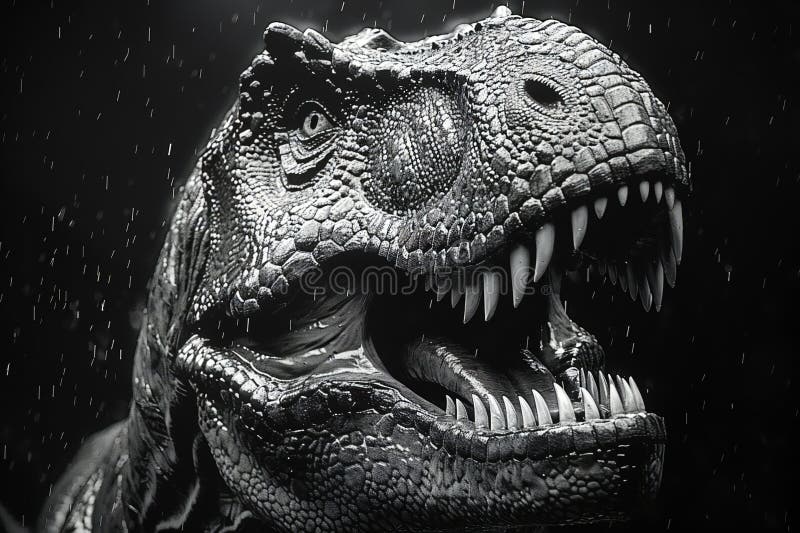 Illustration of T Rex in the Dark with a Black Background, High Quality ...