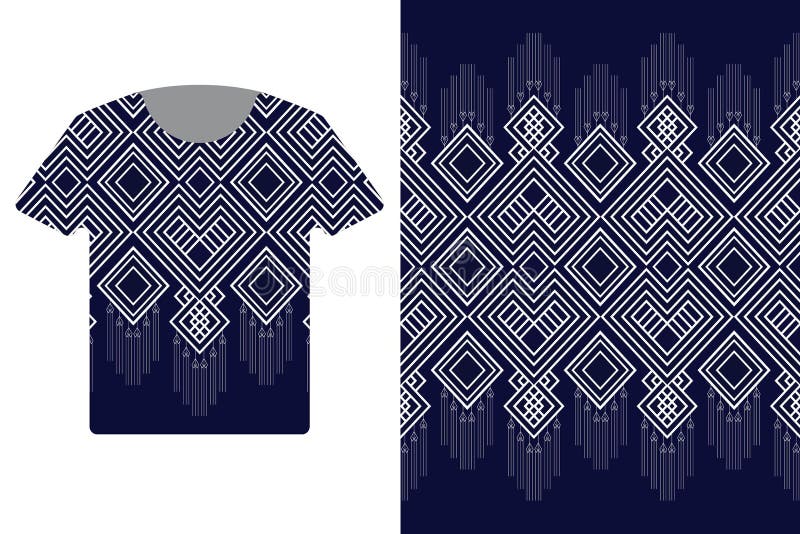 Illustration of T-Shirt Design Template with Geometric Ethnic Pattern ...