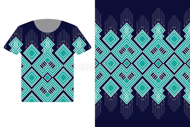 Illustration of T-Shirt Design Template with Geometric Ethnic Pattern ...