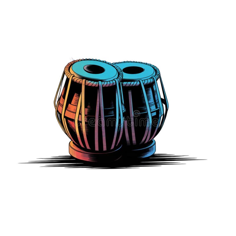 Vibrant Gradient Illustration of a Tabla, Indian Percussion Instrument ...