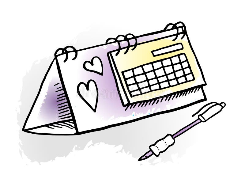 Illustration of Table with Open Calendar with Pen Stock Illustration ...