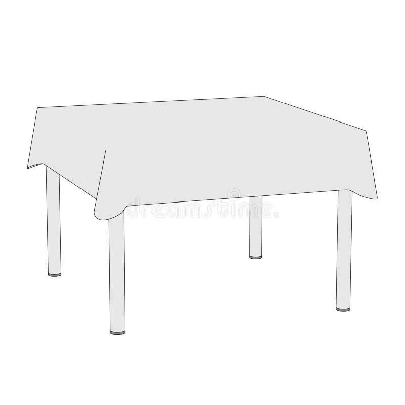 Illustration of Table with Tablecloth Stock Illustration - Illustration ...