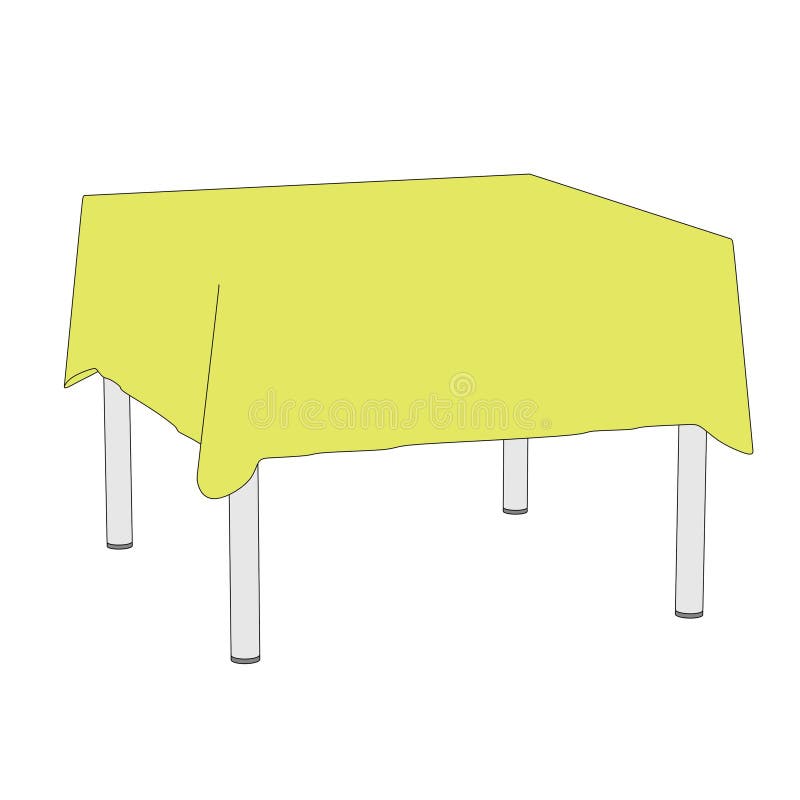 Illustration of Table with Tablecloth Stock Illustration - Illustration ...