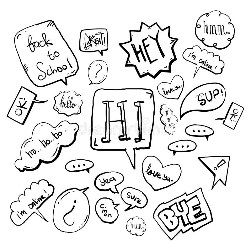 Talk Bubble Doodle Sketch Vector Graphic Stock Vector - Illustration of ...