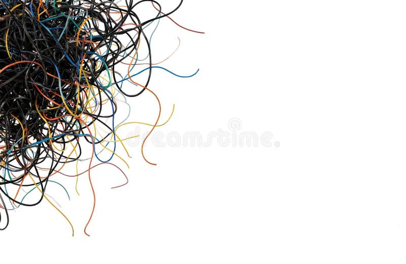 Illustration of Tangled Colorful Wires, Cords on Plain White Background ...