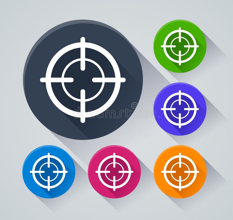 Target Circle Icons with Shadow Stock Vector - Illustration of vector ...