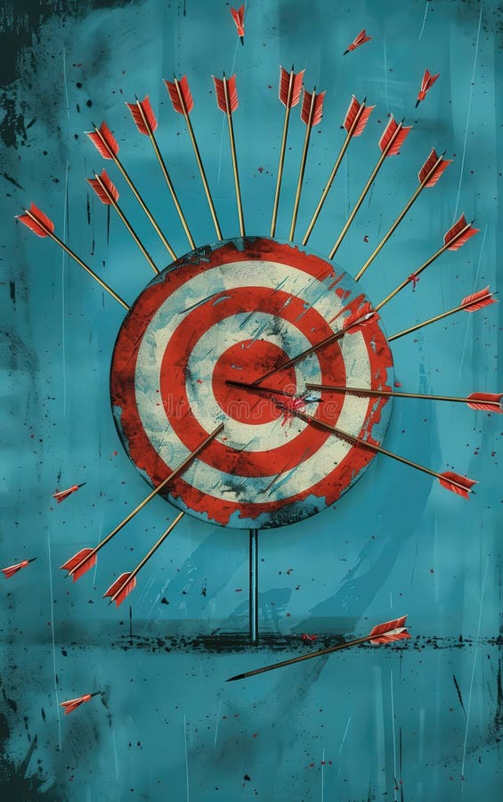 Illustration of a Target Surrounded by Arrows Hitting the Bullseye ...