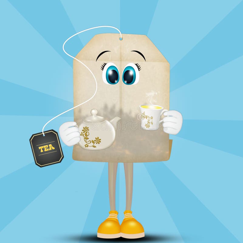 Tea bag cartoon stock illustration. Illustration of breakfast - 134824922