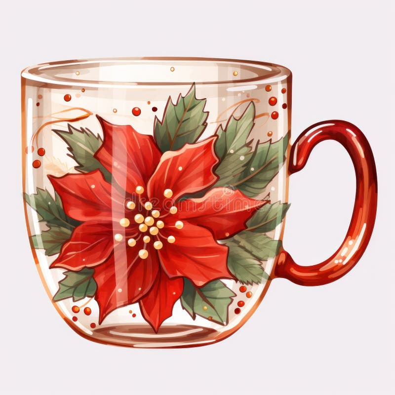 Illustration of Tea Cup with Christmas Holiday Decoration Stock ...