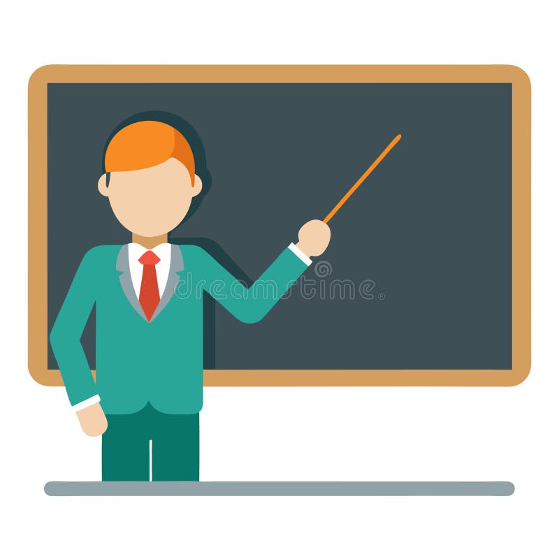 Male Teacher with Pointer in Classroom Teaching Concept Vector ...