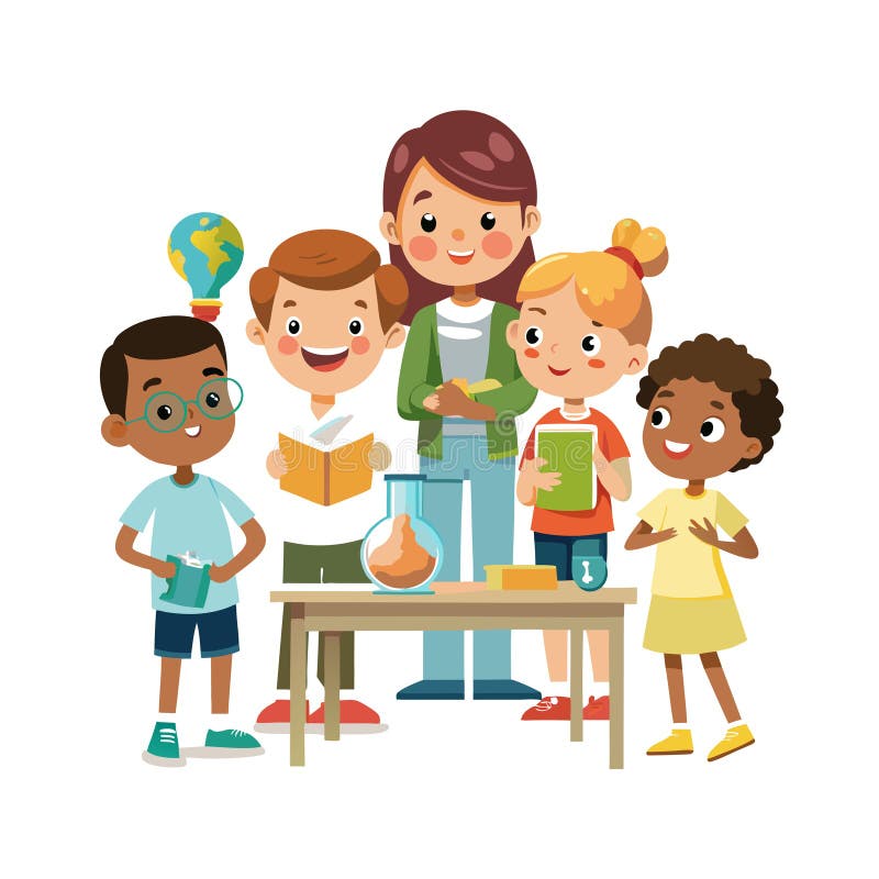 Young Students Learning Science with Teacher in Classroom, Educational ...