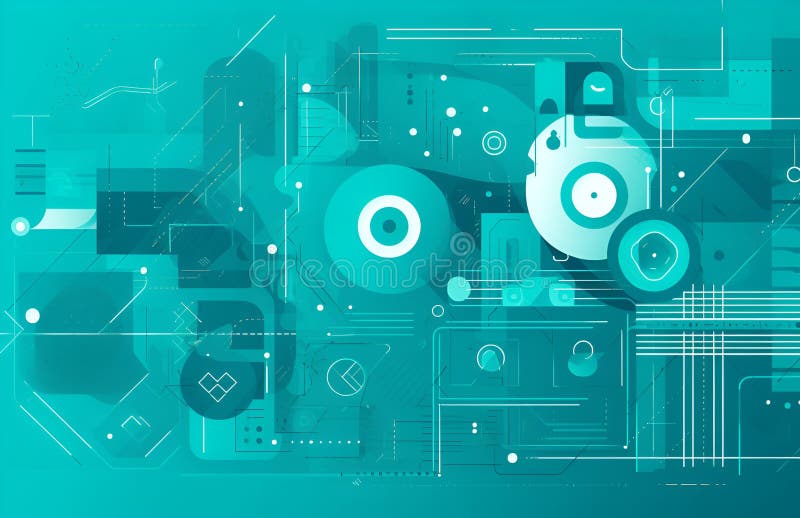Illustration in a Teal Color Scheme Representing Website Traffic ...
