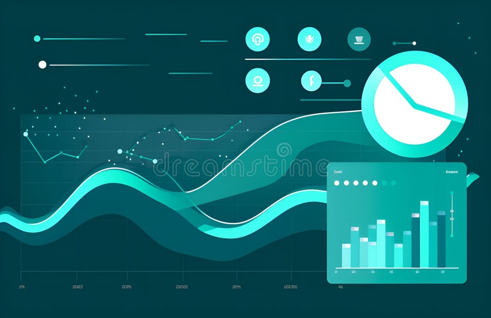Illustration in a Teal Color Scheme Representing Website Traffic ...