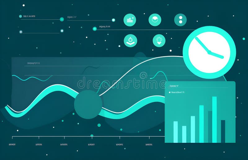 Illustration in a Teal Color Scheme Representing Website Traffic ...