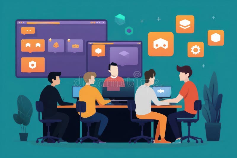 Illustration of a Team of it Developers Working on a Product ...