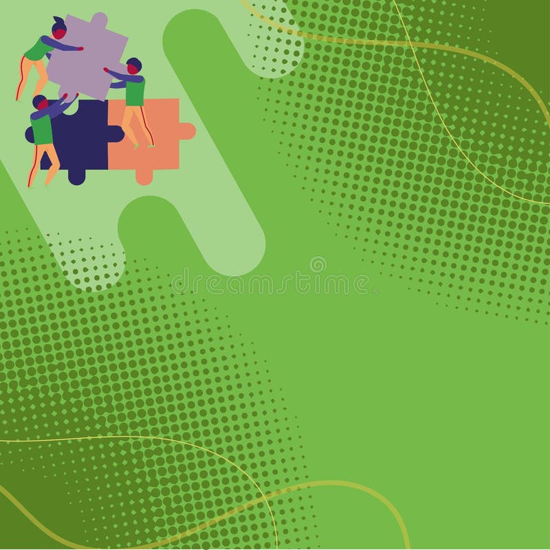Illustration of Team Holding Jigsaw Puzzle Pieces Helping Each Others ...