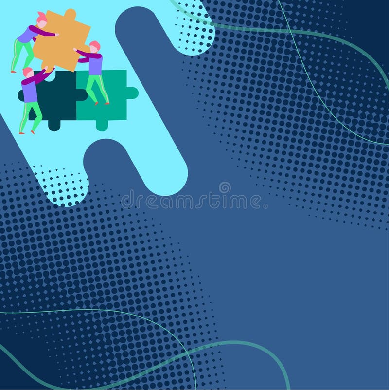 Illustration of Team Holding Jigsaw Puzzle Pieces Helping Each Others ...