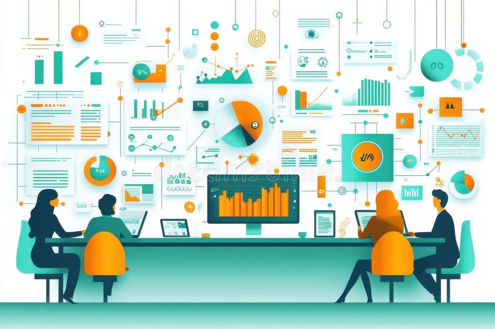 People Collaborating in a Modern Office on Business Analytics and Data ...