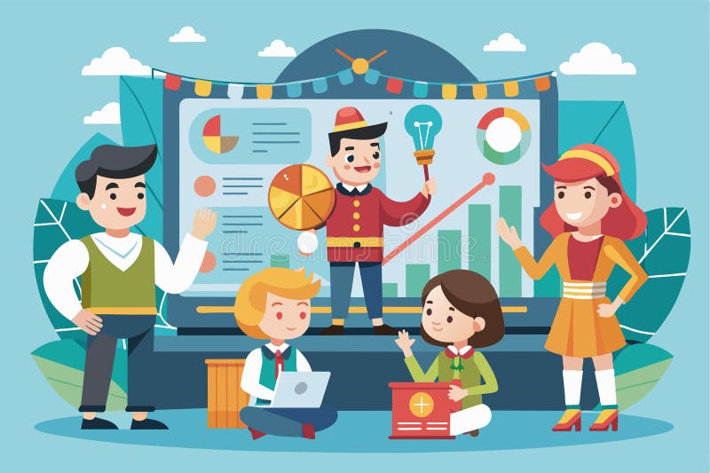 An Illustration of a Team Presenting a Performance Overview, Featuring ...