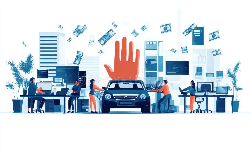 Illustration of Teamwork in a Business Setting with Financial and ...