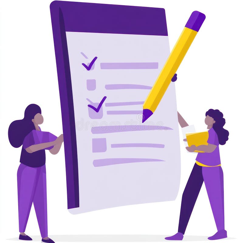 Illustration of Teamwork Completing Checklist Stock Illustration ...