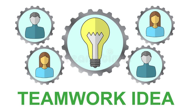 Teamwork Idea Concept on a Desk Stock Illustration - Illustration of ...