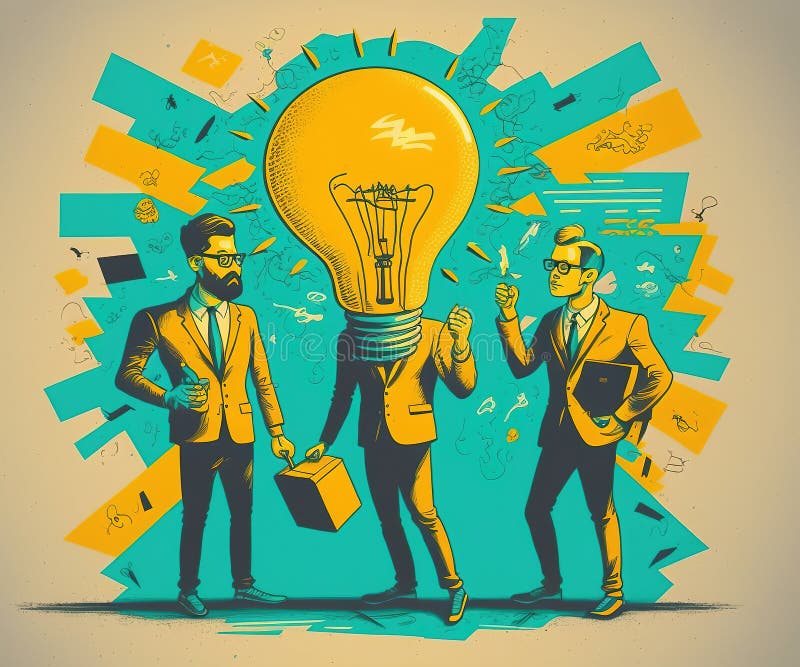 Team develop new ideas stock illustration. Illustration of genius ...