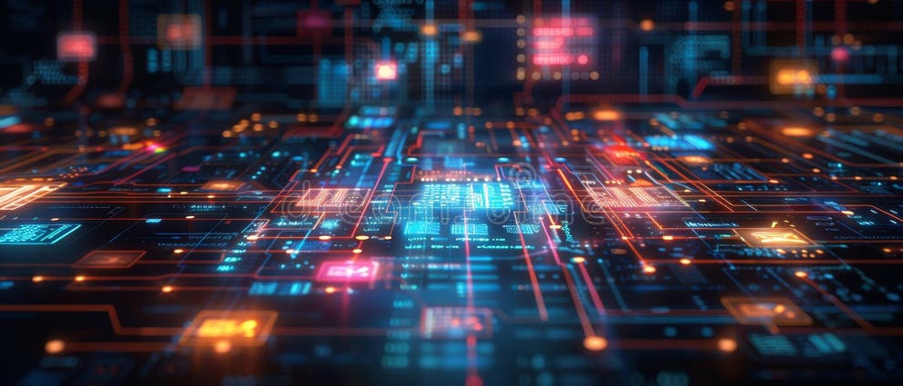 Illustration of Tech-based Business Process Flowchart with Servers and ...