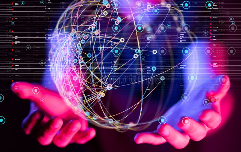 Illustration of Technological Development - a Global Network Connecting ...