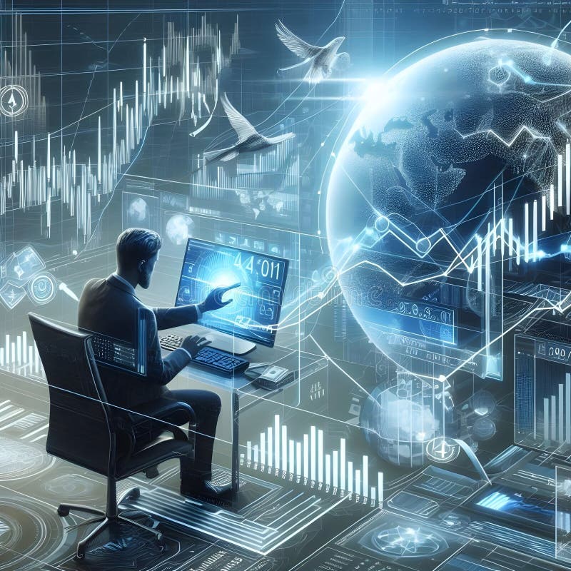 Illustration Technology Working on a Computer Manager Stock ...