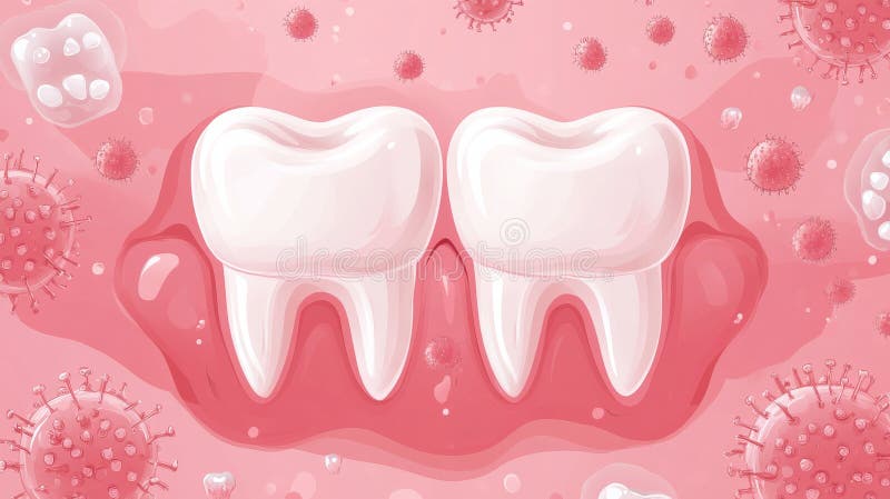 Illustration of Teeth with Germs and Bacteria, Dental Health Concept ...
