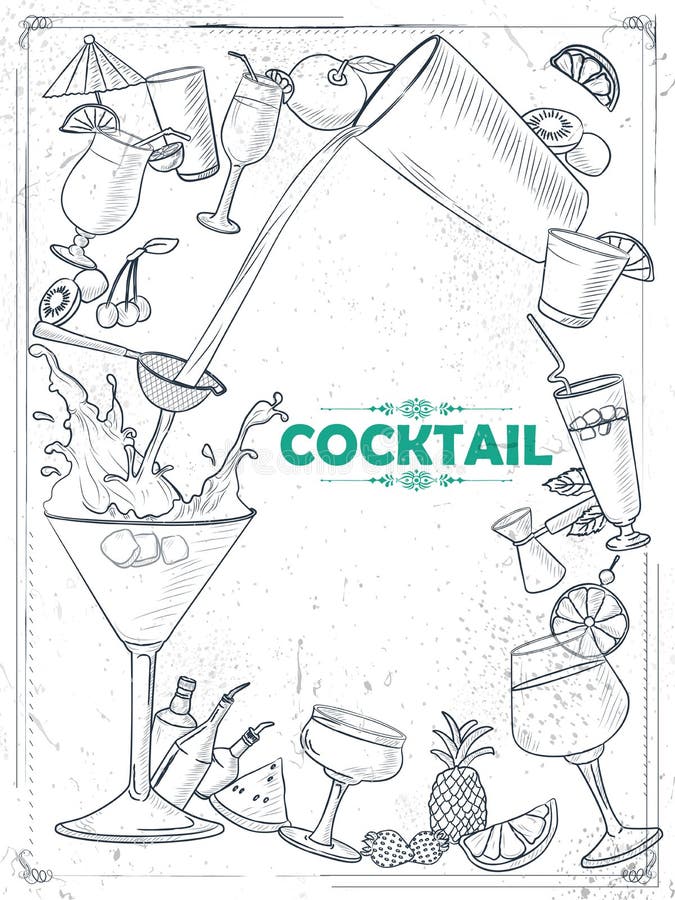 Template of Different Types of Cocktail for Menu Background Design of ...